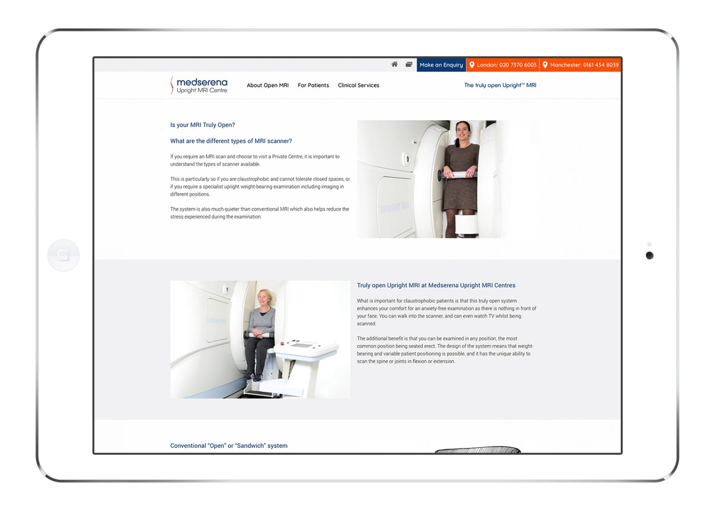 Website Design for Medserena Upright MRI Centre - Palmiero Design