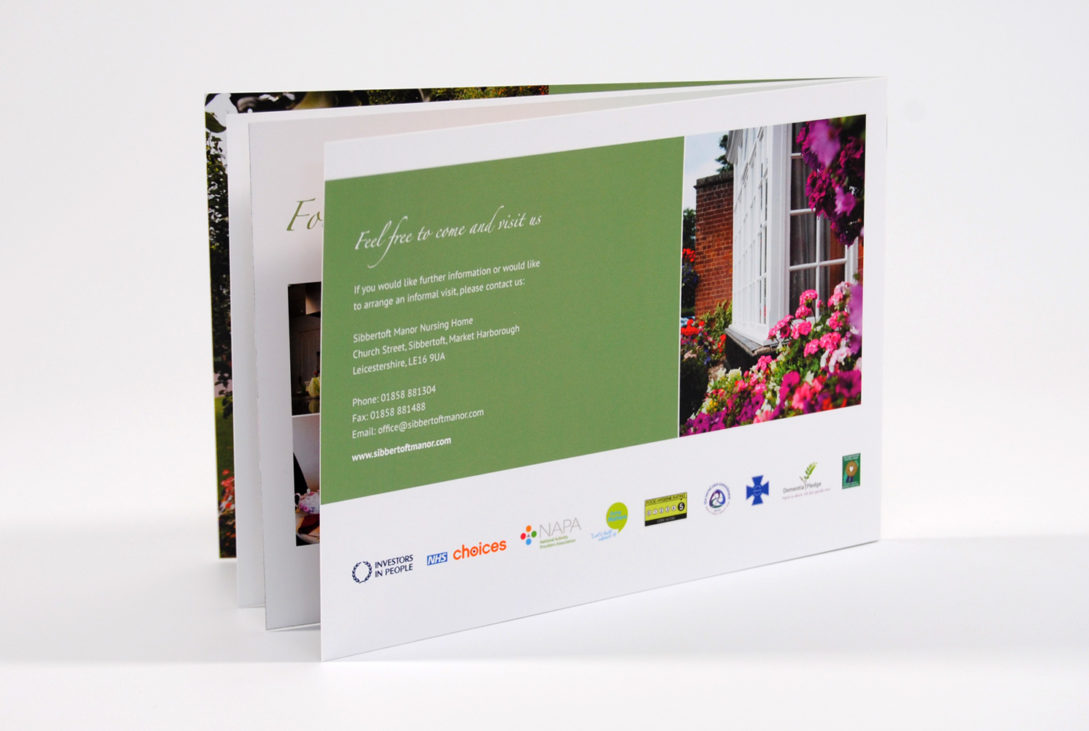 Nursing Care Home Brochure Design for Sibbertoft Manor - Palmiero Design