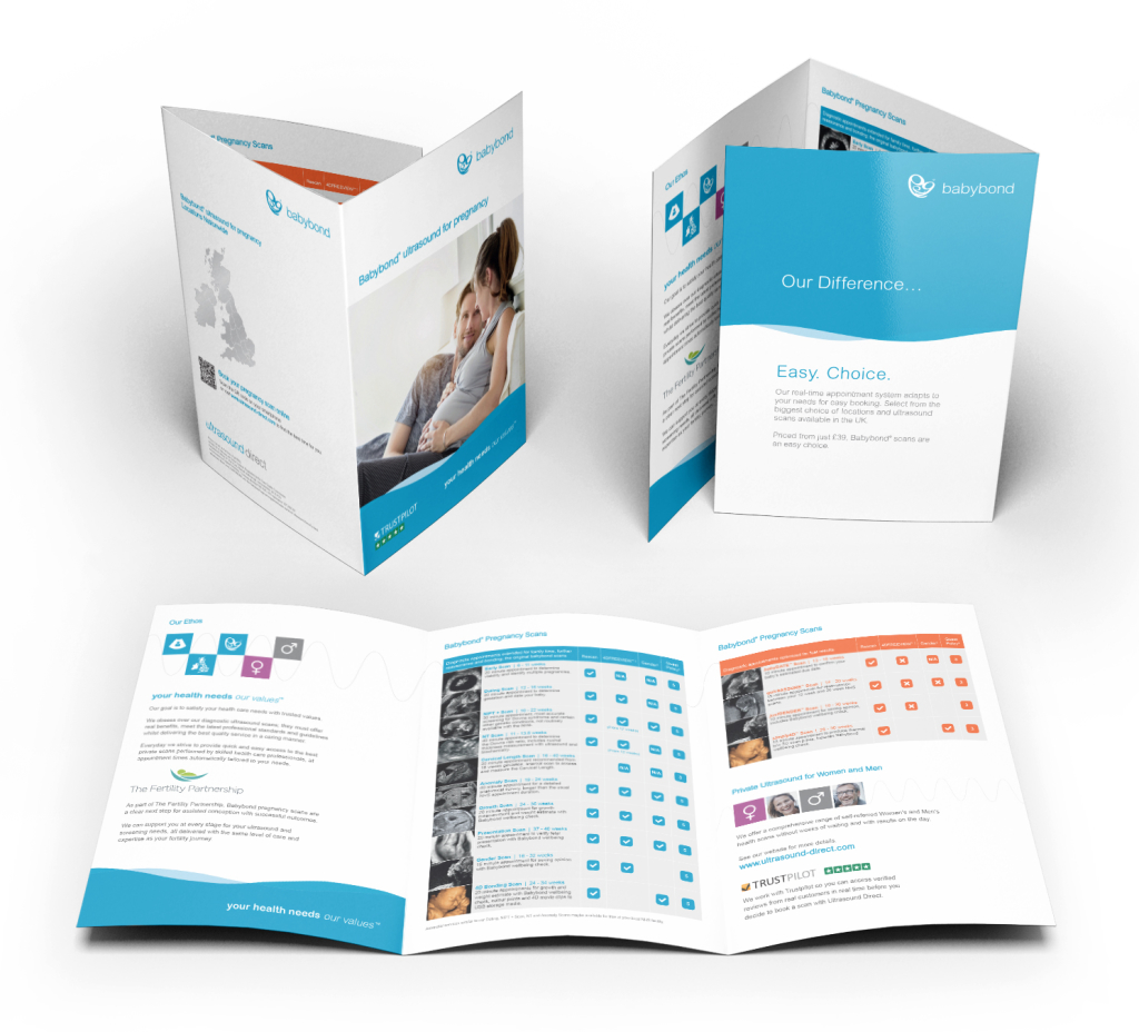 Brochure Design for Ultrasound Direct Pregnancy Scans - Palmiero Design