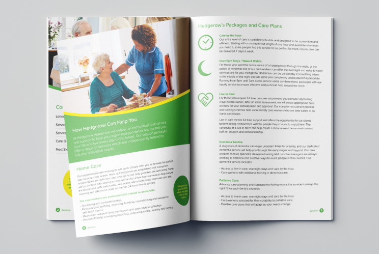 Care Home Brochure Design for Hedgerow Homecare - Palmiero Design